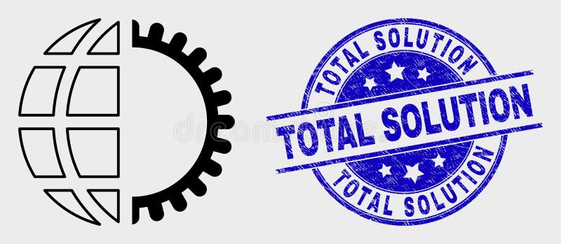 Vector Global Service Icon and Grunge Total Solution Watermark Stock ...