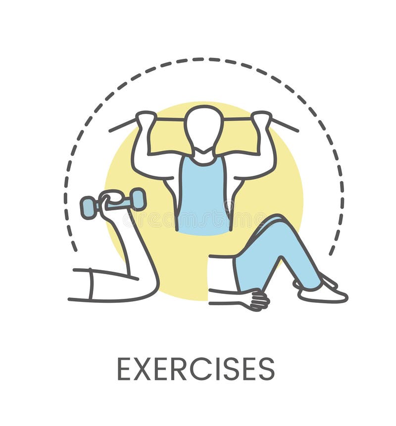 Vector Linear Icon with Exercises Stock Vector - Illustration of person ...
