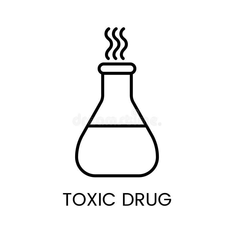 A Vector Linear Icon of a Laboratory Flask with Steam Rising from the ...