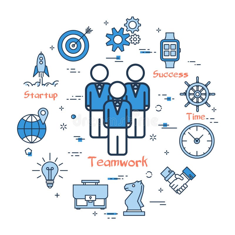 Blue Teamwork People Business Icon Stock Vector - Illustration of group ...