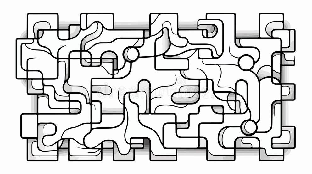 Vector Linear Puzzle Cartoon Vector Illustration Stock Vector ...