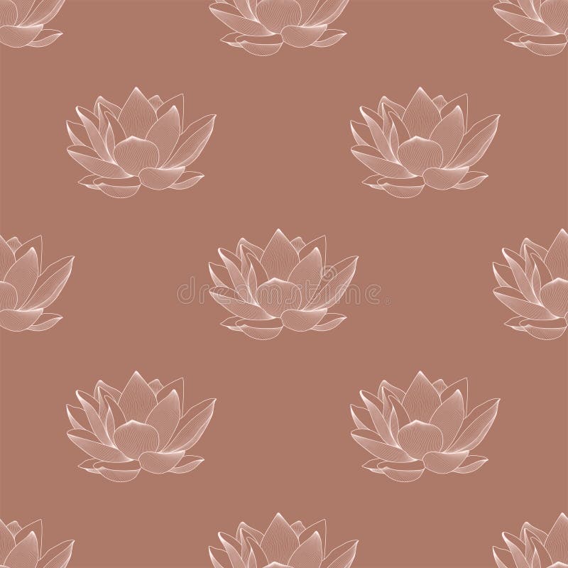 Vector Linear Seamless Pattern of Lotus Flowers. Graphics Stock Vector ...