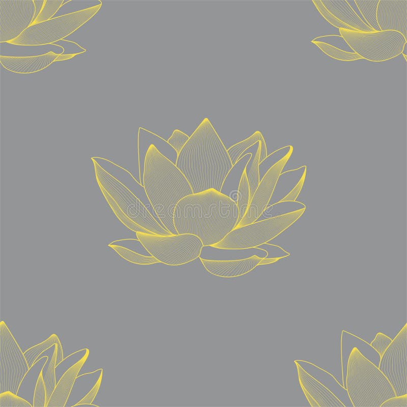 Vector Linear Seamless Pattern of Lotus Flowers. Graphics Stock Vector ...
