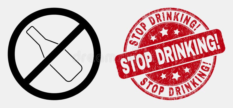 Stop Drinking Logo Stop Drinking Alcohol Go Rehab Alcoholism Stock