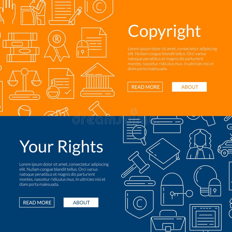 Vector Linear Style Copyright Web Banner Stock Vector - Illustration of ...