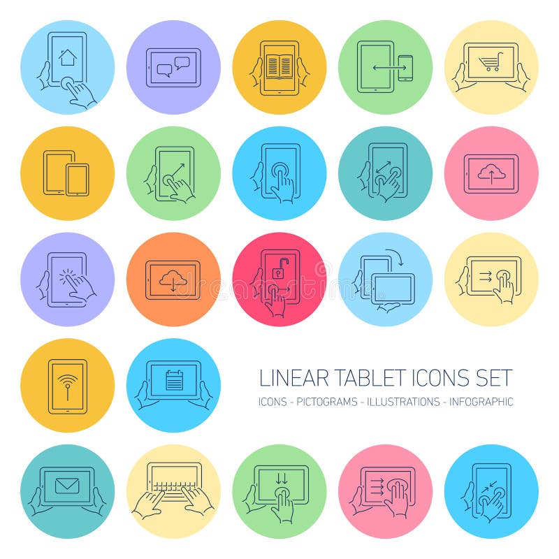 Tablet And Gestures Icons Set Stock Illustration - Illustration of ...