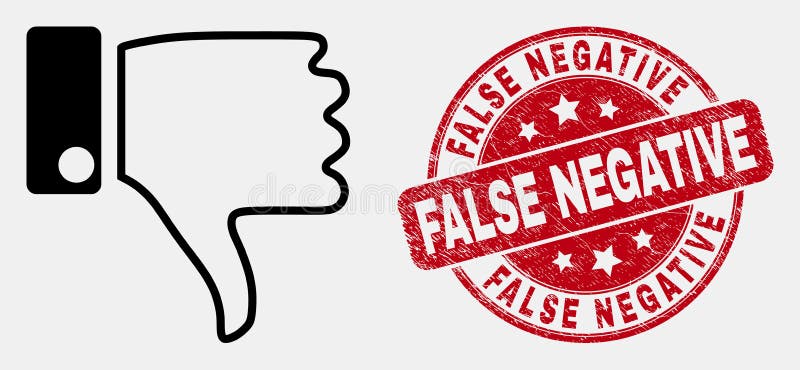 Vector Stroke Thumb Down Icon and Grunge False Negative Watermark Stock ...