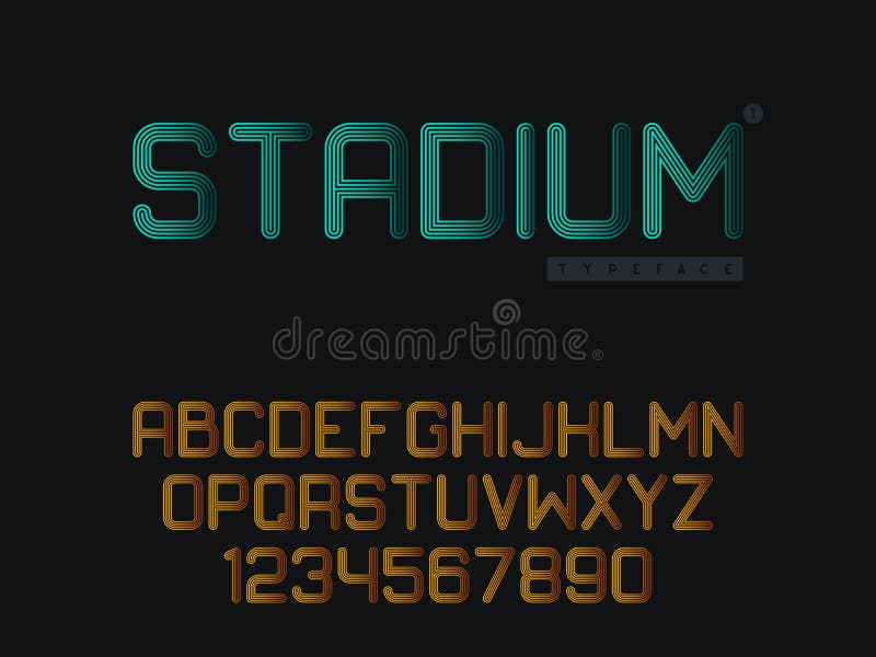 Vector Linear Uppercase Font. Latin Alphabet Letters and Numbers Stock ... Vector Linear Uppercase Font. Latin Alphabet Letters and Numbers Stock ...