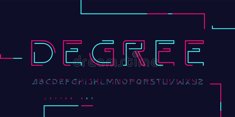 Vector Linear Uppercase Letter Set, Alphabet, Font, Typography Stock ...