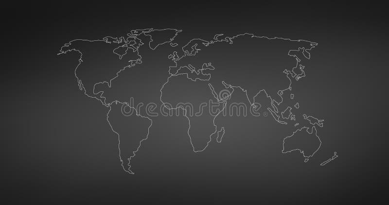 Vector Linear World Map, Editable Stroke. Vector Illustration Isolated ...