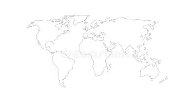 Vector Linear World Map, Editable Stroke. Vector Illustration Isolated ...