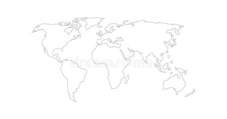 Vector Linear World Map, Editable Stroke. Vector Illustration Isolated ...