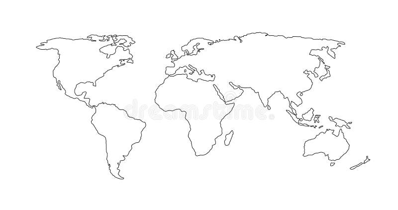 Vector Linear World Map with Location Radial Marker, Editable Stroke ...