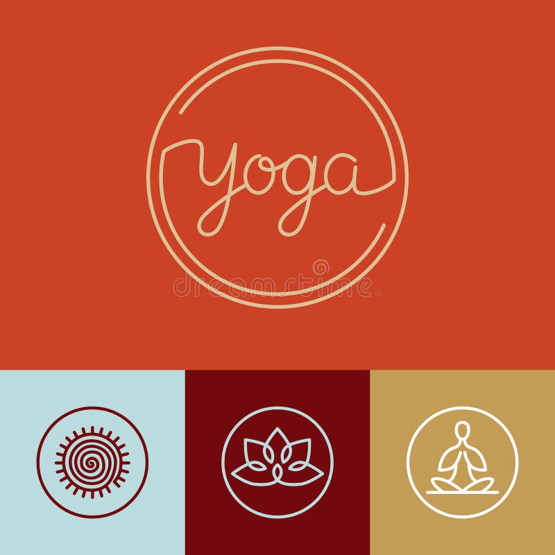 Vector Yoga Icons and Round Line Signs Stock Vector - Illustration of ...
