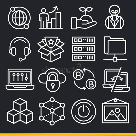 Vector Lines Icons Pack Collection Editorial Stock Image - Illustration ...