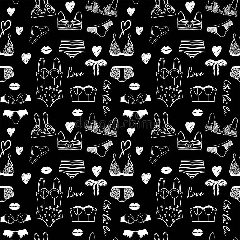 Vector Lingerie Texture Pattern In Pink And Black Stock Vector