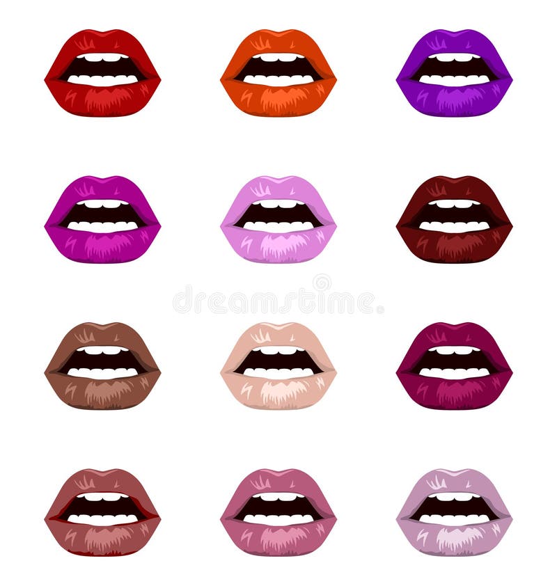 Vector lips set. stock vector. Illustration of lipstick - 68844531