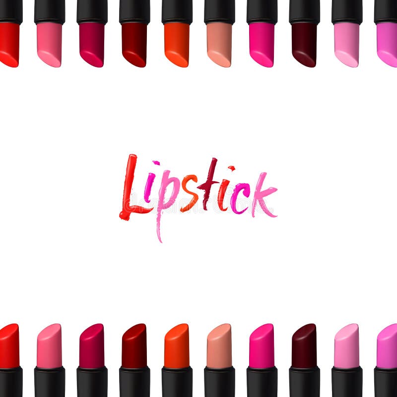 Vector Lipstick Border on White Background. Beauty Illustration Stock ...