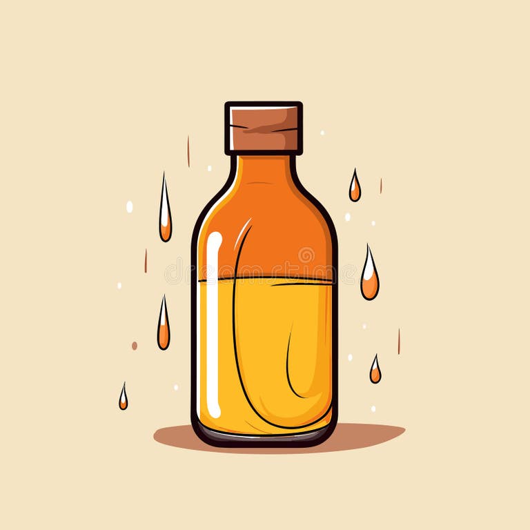 Vector of a Liquid Bottle with Dripping Drops on a White Background ...