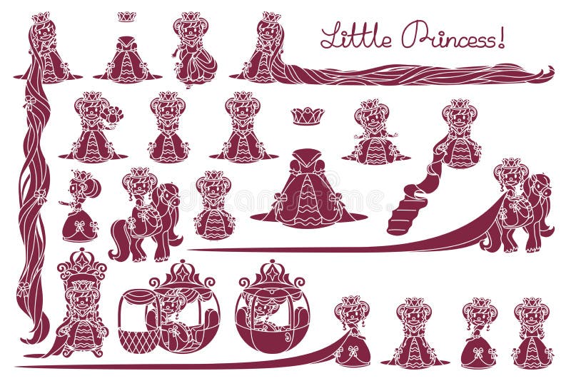 Vector Little Princess Collection Stock Vector - Illustration of funny ...