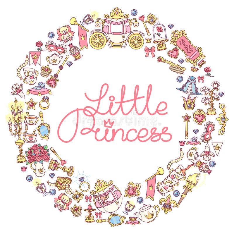 Vector Little Princess Icons Frame Stock Vector - Illustration of fleur ...