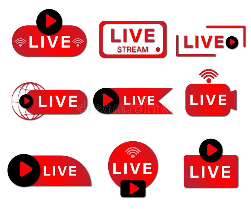 Vector Live Stream Labels Set Collection in Gradient Color Stock Vector ...