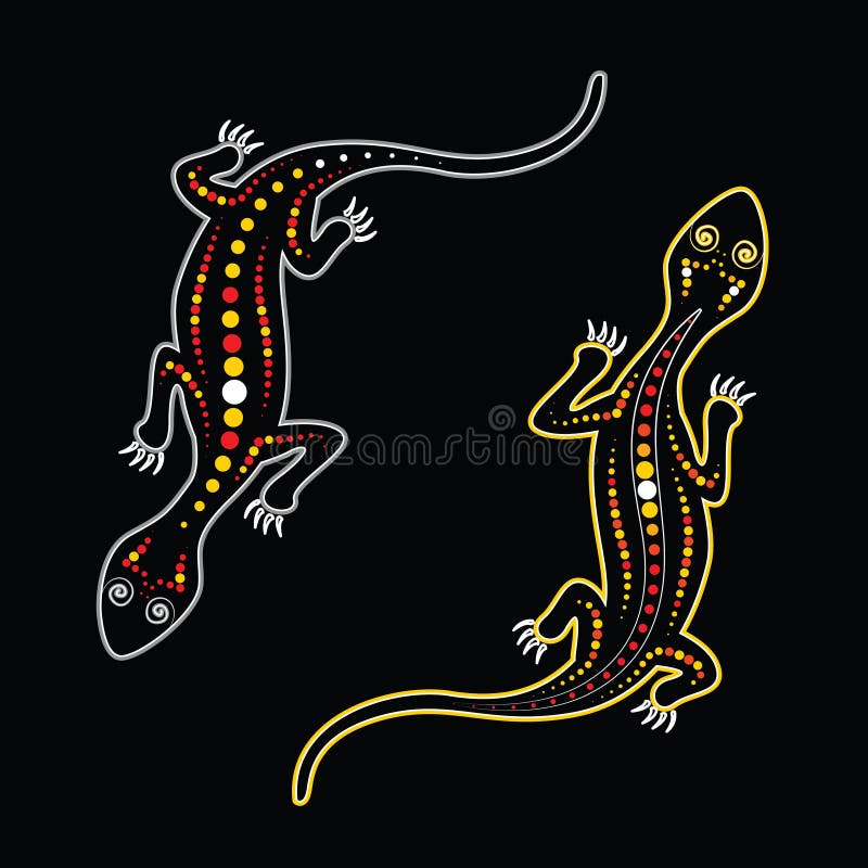 Lizard Vector, Aboriginal Art Background with Lizard Stock Vector ...