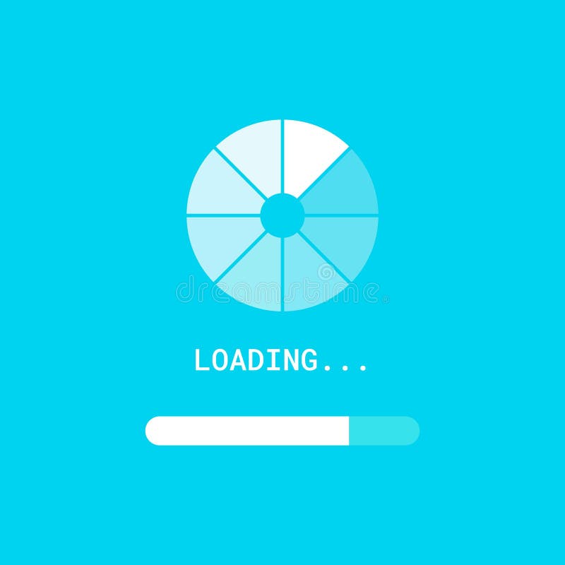 Loading Process Bar Vector Isolated Elements on Blue Backgroud. Stock ...