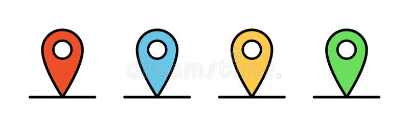 Vector Location Icon Set in Multiple Color Stock Vector - Illustration ...