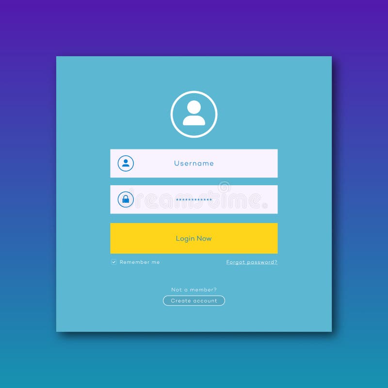 Vector Login Form Page Template on Gradient Trendy Style Background ...