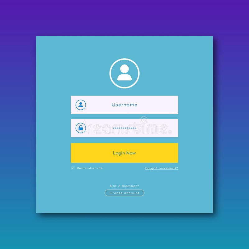 Vector Login Form Page Template on Gradient Trendy Style Background ...