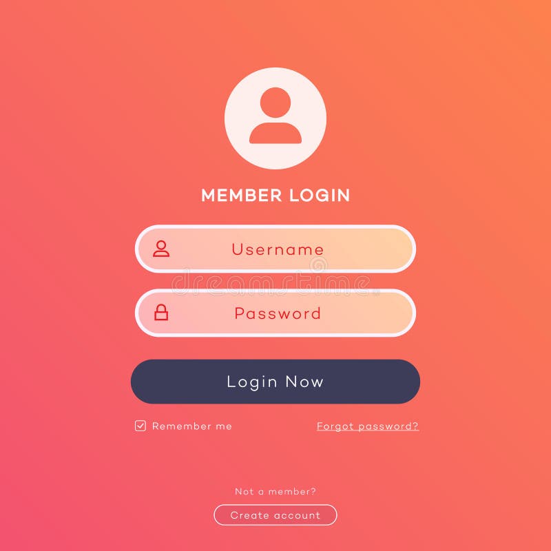 Login Form Page Template On Gradient Trendy Style Background Stock ...