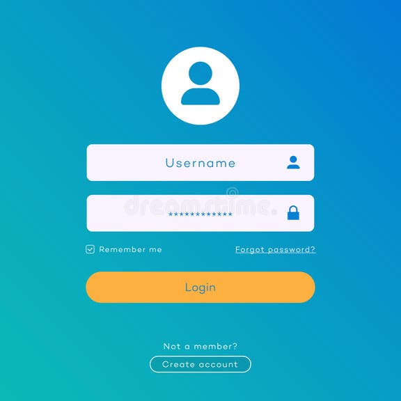 Vector Login Form Page Template on Trendy Gradient Background Stock ...