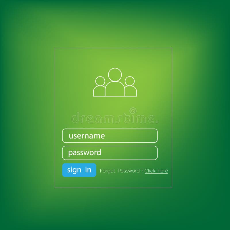 Green Button User Login Page Stock Illustrations – 509 Green Button ...