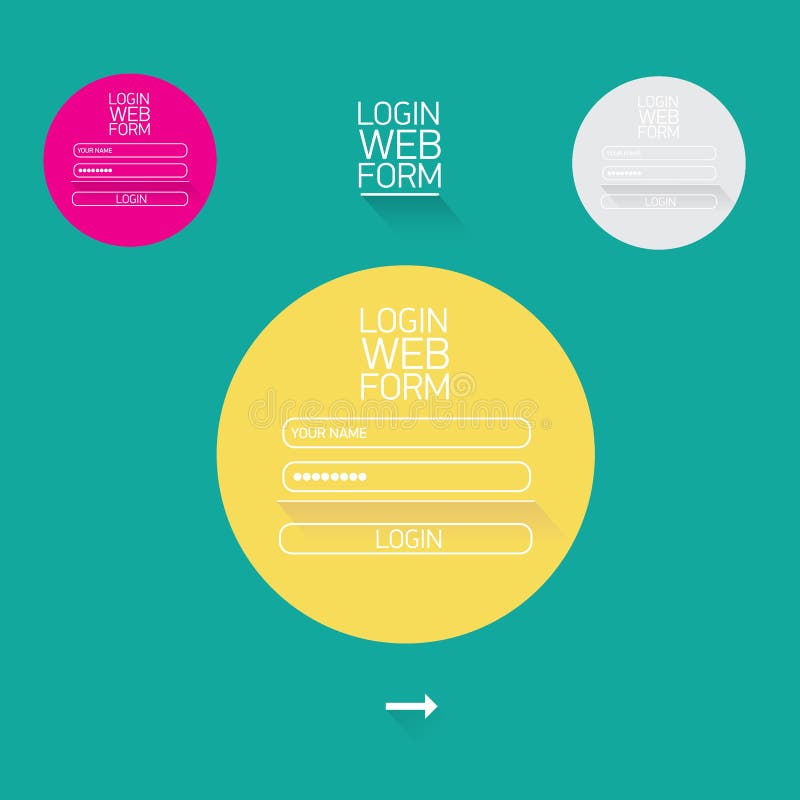 Vector Login Website Template Flat Design. Stock Vector - Illustration ...