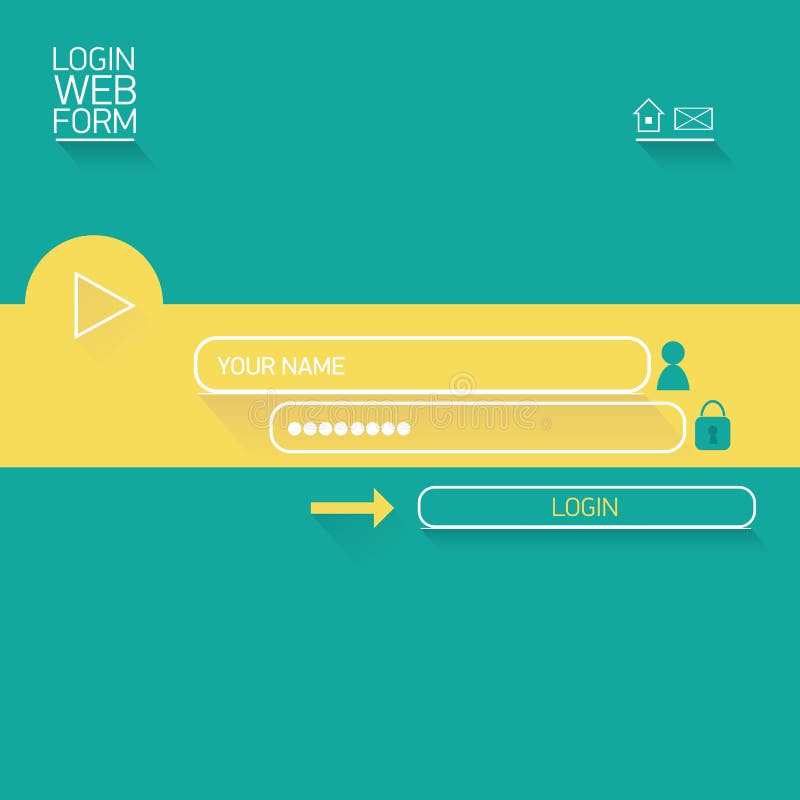 Vector Login Website Template Flat Design. Stock Vector - Illustration ...