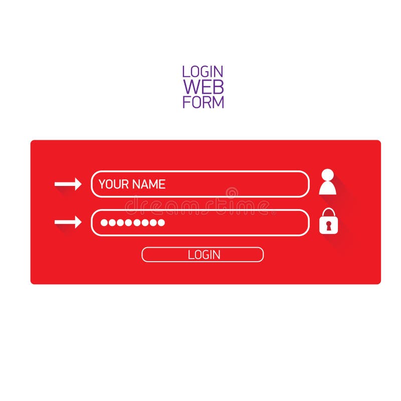 Vector Login Website Template Flat Design. Stock Vector - Illustration ...