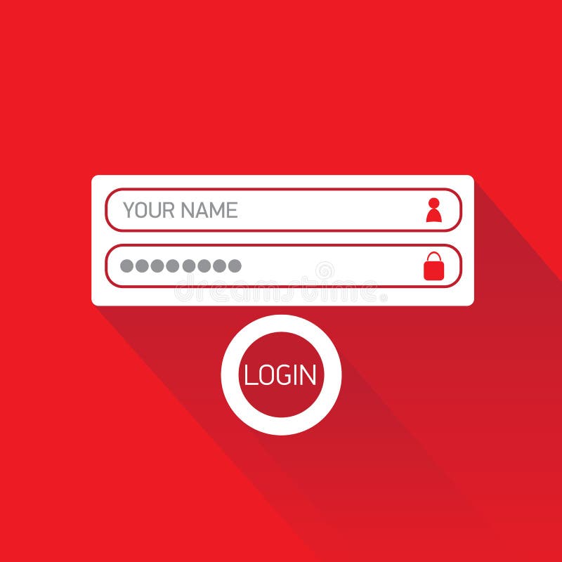 Vector Login Website Template Flat Design. Stock Vector - Illustration ...