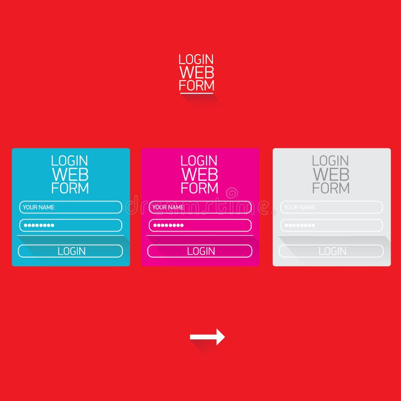 Vector Login Website Template Flat Design. Stock Vector - Illustration ...