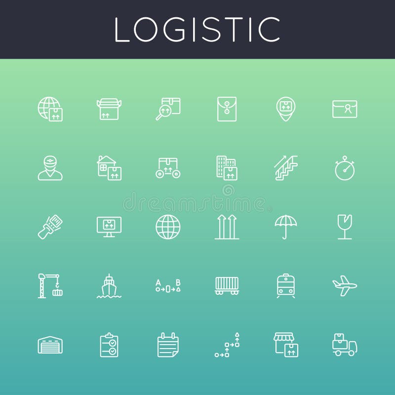 Logistic Line Icons. Outline Cargo Shipping Loading Transportation and ...