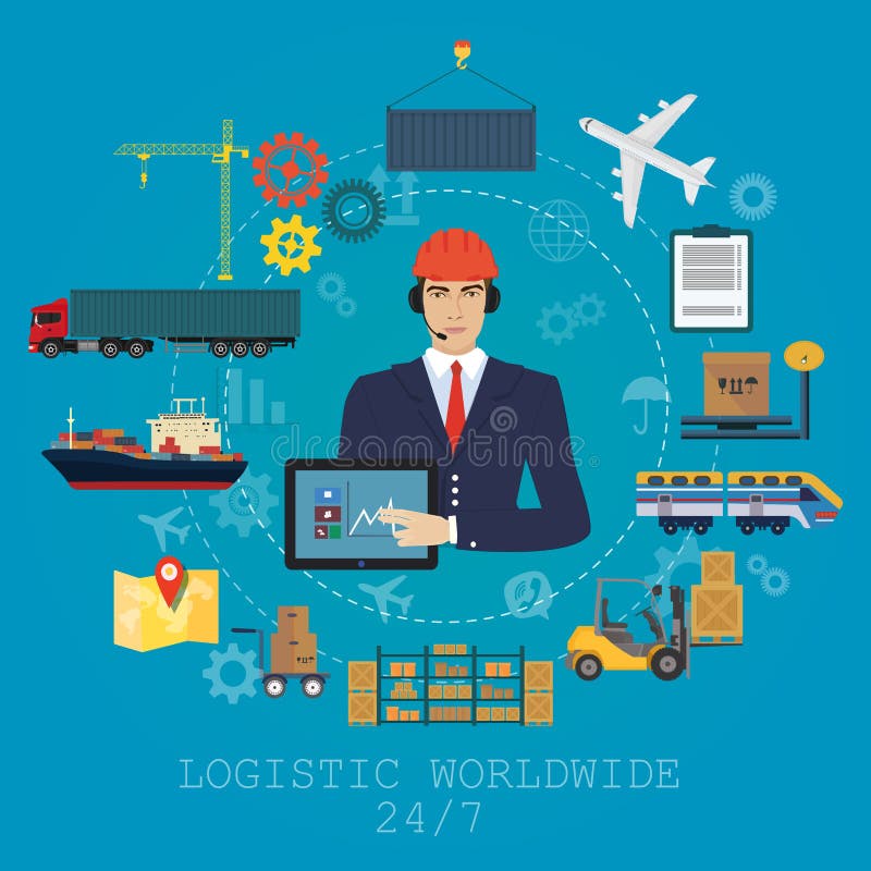Vector Logistics Manager Agent Concept. Delivery Cargo System Vector ...