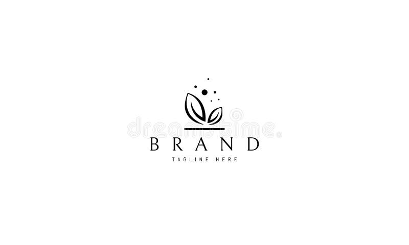 Vector Logo with Abstract Elegant Image of Two Leaves. Stock Vector ...