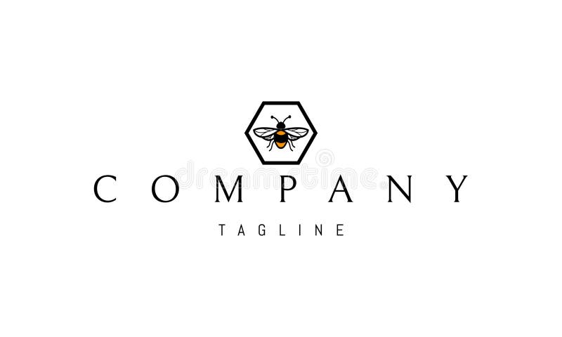 Vector Logo with an Abstract Image of a Bee in the Center of a Hexagon ...