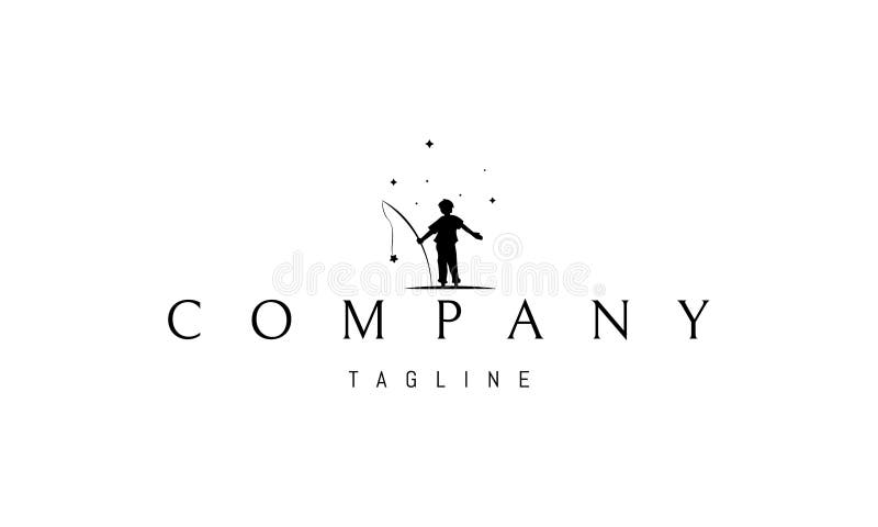 Vector Logo with an Abstract Image of a Child with a Fishing Rod ...