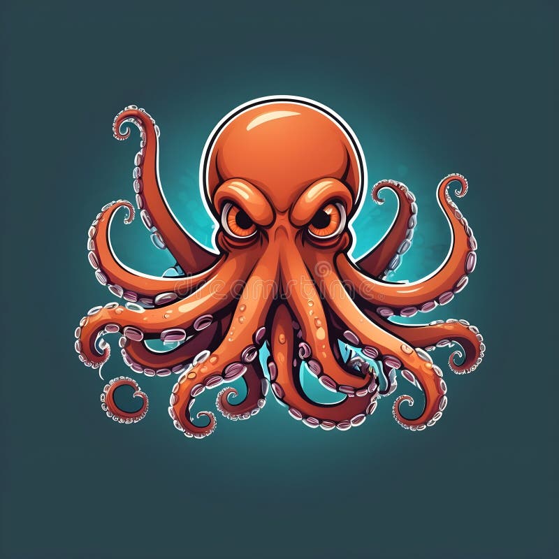 Vector logo angry octopus stock illustration. Illustration of creature ...