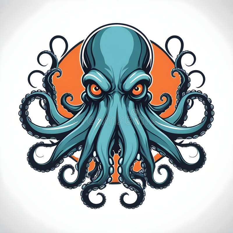 Vector logo angry octopus stock illustration. Illustration of fierce ...
