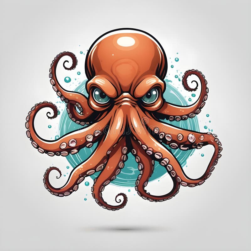 Vector logo angry octopus stock illustration. Illustration of creature ...