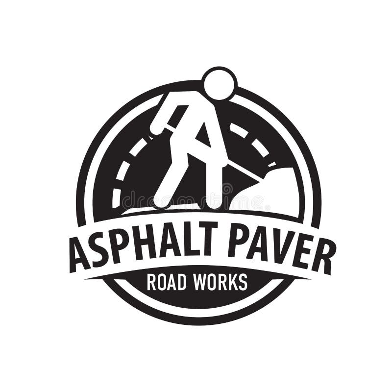Vector Logo of Asphalt Paver, Road Works Stock Vector - Illustration of ...
