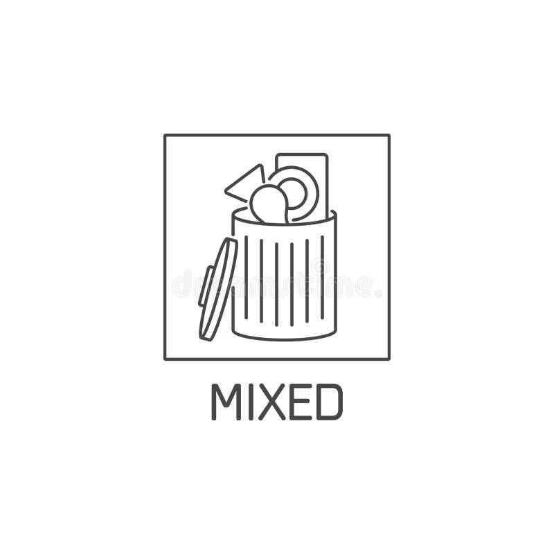 Vector Logo, Badge and Icon for Mixed Waste. Symbol of Sorting Garbages ...