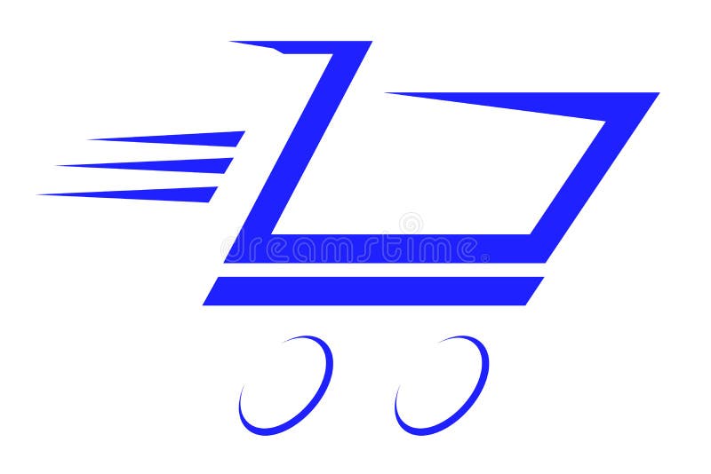 Logo - Blue Fast Moving Shopping Cart, Isolated on White Stock Vector ...
